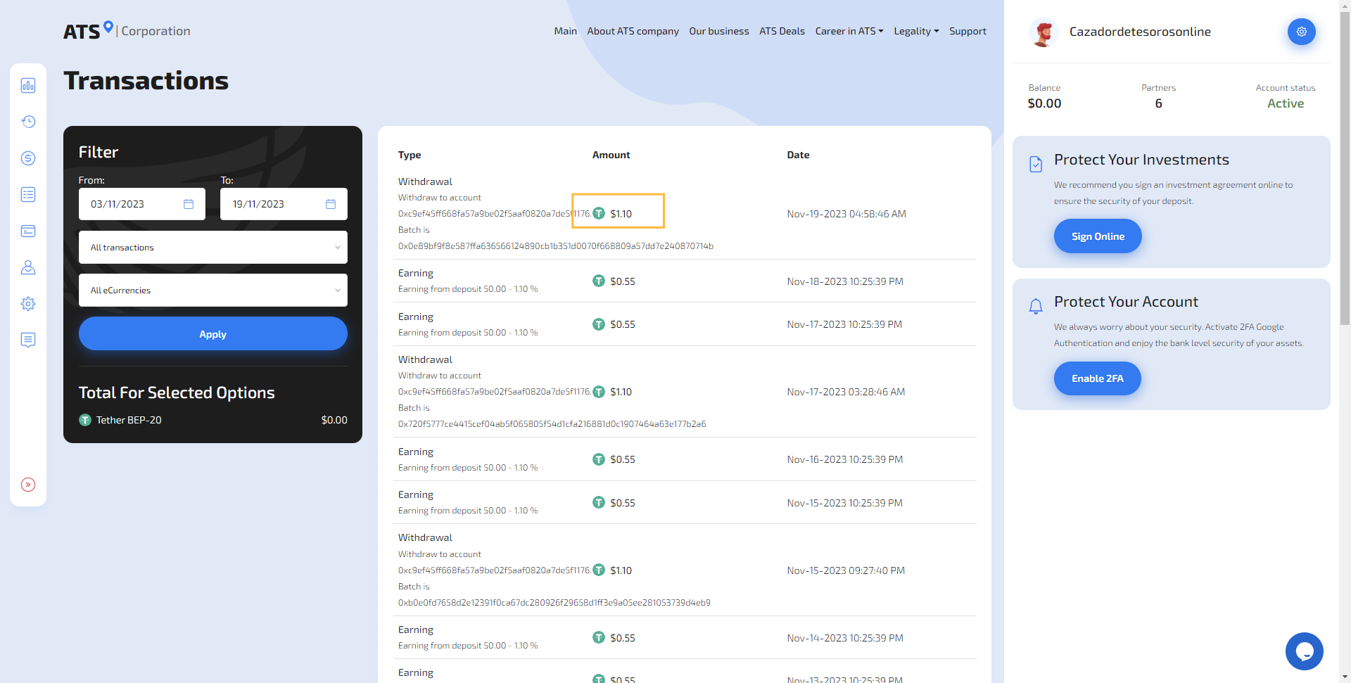 ATS CORPORATION – Cazando Hyips